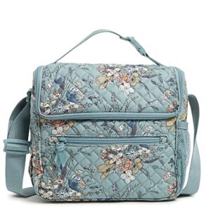 vera bradley women's cotton crossbody lunch tote, sunlit garden sage - recycled cotton, one size