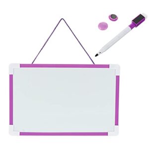 operitacx small dry erase whiteboard, magnetic white board with marker, magnetic hanging whiteboard, portable mini double sided white board for drawing, memo board (purple)