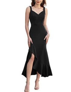 grace karin womens cocktail dresses for wedding guest v neck sleeveless formal black dresses mermaid party long dress black m