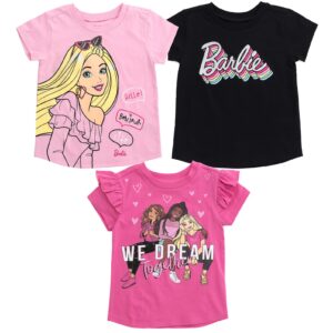 barbie toddler girls 3 pack t-shirts pink/black 4t