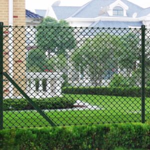 chain link fence with posts steel,safety fence garden, fence garden netting chain link fence with posts steel outdoor residential fencing for yard garden farm, transport 59.1"x 984.3" green