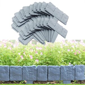 gochusx interlocking garden edging cobbled stone effect plastic lawn plant border just hammer in, ideal for flowerbeds paths and lawns (color : gray, size : 20pcs)