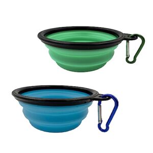 klerroem collapsible dog travel bowls, 2 pack dog small/large travel bowl portable foldable pet feeding watering dish for traveling, walking, parking