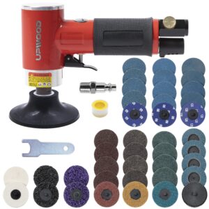 3inch air sander angle grinder with roll lock wheel set, pneumatic polishing tool with 41pcs 3-inch sanding discs