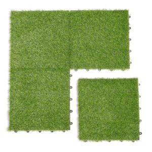 housebook, 9 packs artificial grass plastic composite interlocking deck tiles, indoor/outdoor, patio, balcony, flooring, d.i.y decking, outdoor, artificial grass tiles, wholesale available, 12'x12'