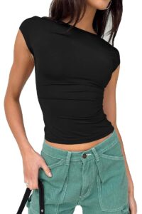 efan womens backless tops open back shirts summer crop shirts short sleeve cute clothes y2k clothing 2025 black xs