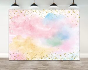 ticuenicoa 7×5ft colorful cloud pastel backdrop girls watercolor rainbow sky gold dots birthday party banner gender reveal decorations princess kids newborn photoshoot backdrops for photography