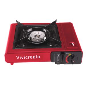 vivicreate 8500 btu portable stove, camping stove, butane stove,butane burner, outdoor stove (red)