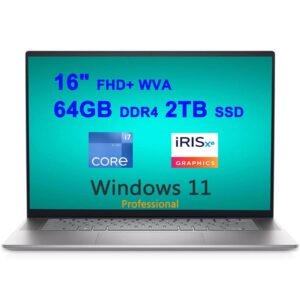 dell inspiron 16 5000 5620 business laptop | 16" full hd+ wva anti-glare comfortview 12th gen intel 10-core i7-1255u | 64gb ddr4 2tb ssd | backlit fingerprint hdmi fhd webcam win11pro silver (renewed)