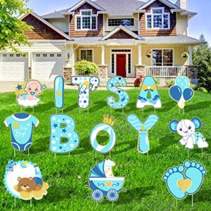 fayavoo14pcs its a boy yard sign with stakes elephant baby shower yard sign blue gender reveal yard sign welcome home yard sign baby shower gender reveal party decorations