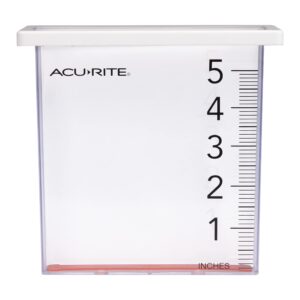 acurite waterfall rain gauge with 5-inch rainfall capacity (00858w), clear