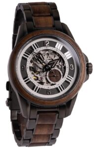 holzkern jemaa men’s watch, 43mm silver skeleton dial, brushed stainless steel strap, vintage watch for men