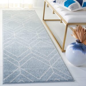 safavieh adirondack collection runner rug - 2'6" x 12', blue & ivory, modern geometric design, non-shedding & easy care, ideal for high traffic areas in living room, bedroom (adr241m)