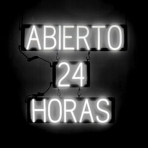 spellbrite abierto 24 horas sign for businesses | abierto-related signs with neon look, white led light | 25.2" x 23.8"