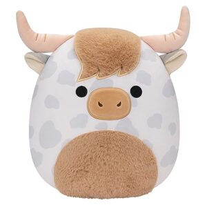 squishmallows original 12-inch borsa spotted highland cow - medium-sized ultrasoft official jazwares plush