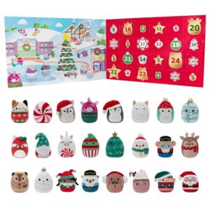 squishville by the original squishmallows holiday calendar - 24 exclusive 2” festive squishmallows - seasonal toys for kids and preschoolers - ages 3+