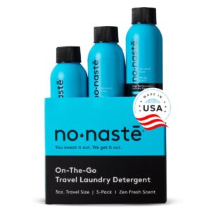 nonaste travel laundry detergent - zen fresh, 3 fl oz (pack of 3), 9 loads - travel size laundry detergent for workout clothes & more - tsa compliant for on the go