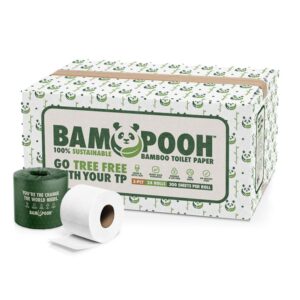 bampooh sustainable 3-ply bamboo toilet paper (24 rolls) - soft, hypoallergenic, tree & lint free