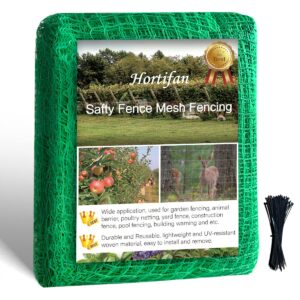 hortifan temporary fence plastic mesh fencing, 4ft x 100ft garden bird netting safety fence snow fence, construction fencing for deer, pet, rabbits, chicken, dogs, animal barrier, green