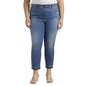 jag jeans women's plus size valentina pull-on straight cropped jean, blue luster, 16 plus