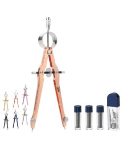 mr. pen professional geometry compass - rose gold, metal with lock, drawing & drafting compass - extra leads included