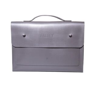 vality vegan leather briefcase laptop messenger travel office computer bag 15.6 inch for men and woman (space grey)