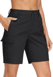 magcomsen hiking shorts for women lightweight quick dry cargo shorts with pockets tactical travel black golf shorts s