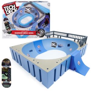 tech deck, daewon mega bowl, x-connect park creator, customizable and buildable ramp set with exclusive fingerboard, kids toy for ages 6 and up