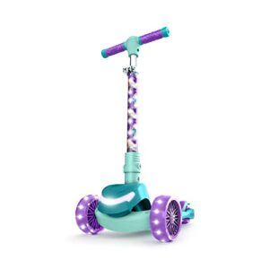 jetson little mermaid led light-up wheels scooter for kids, height-adjustable, easy folding