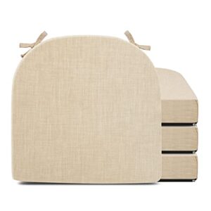 seclato chair cushions for dining chairs, 17 x 16 x 2 inches, memory foam, set of 4 - khaki