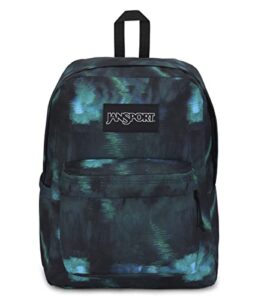 jansport superbreak plus backpack with padded 15-inch laptop sleeve and integrated bottle pocket - spacious and durable daypack for work and travel - matrix glitch