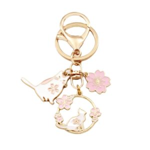 fuqimanman2020 cute metal rabbit keychain pink red drop oil cherry blossom rabbit keychain for women gift-cat