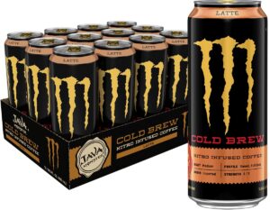 monster energy java nitro cold brew latte, coffee + energy drink, 13.5 ounce (pack of 12)