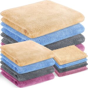 reginary microfiber bath towels set 4 pack soft bath and 4 pack hand towels 4 pcs washcloths microfiber coral velvet highly absorbent quick dry sets for fitness bathroom(bright color)