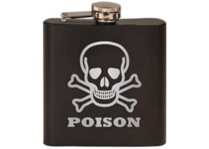 rogue river tactical funny poison skull and crossbones stainless steel hip flask premium matte black makes a great gift for him dad father gag joke gift