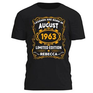 personalized shirt legend born in august 1963 limited edition 60th birthday decorations for women t-shirt retro birthday gift vintage tees for men custom t shirts 60 years old short sleeve tee tops