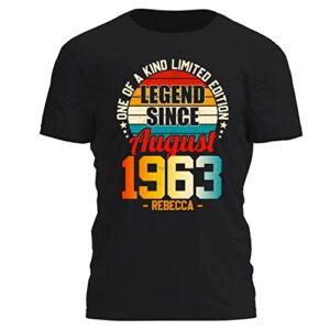 personalized shirt legend since august 1963 60th birthday decorations for women t-shirt custom t shirts funny 60 years old birthday gifts retro sunset vintage tees for men short sleeve tee top