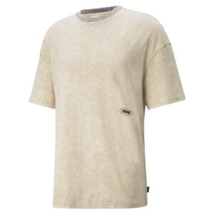 puma mens p.a.m. x printed crew neck short sleeve athletic tops casual - beige - size l