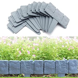 pfcdzdu garden landscape edging borders no dig, 20 pcs plastic lawn fence, interlocking imitation stone edge for diy outdoor patio balcony yard ( color : gray , size : 10pcs )