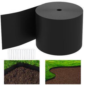 watayo 30 ft grass barrier landscape edging coil -5 inch depth terrace board edging -flexible garden bed edging -weed barrier edging for garden lawn area backyard driveway path sidewalk