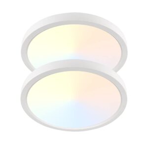 dakason led flush mount ceiling light 12 inch, 24w dimmable round ceiling lamp 2700-5000k 5 color tem. selectable, overhead ceiling light for bedroom, living room, kitchen, hallway