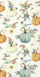 ihr ideal home range dinner napkins disposable 3-ply paper hand towels, 8.5" x 4.5", pumpkin floral, 16 count