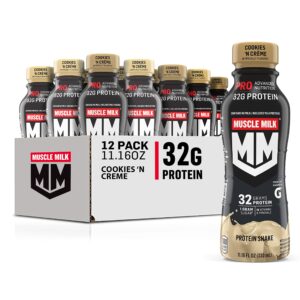 muscle milk pro series shake, cookies 'n creme, 11.16 fl oz bottles (pack of 12)