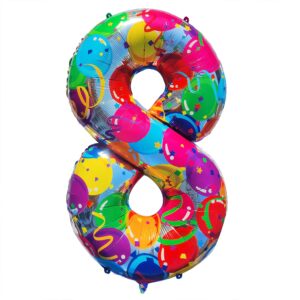 number 8 balloons rainbow eight balloon for 8 year old birthday decorations 40 inch neon large numbers 8th birthday party supplies ballons iridescent 8 digital colorful huge balloon colored 8