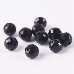 vivp 8mm crystal glass beads for jewelry making,jet black faceted round glass beads for crafts bracelet,crystal spacer beads for jewelry making diy necklace bracelet earring（70pcs）