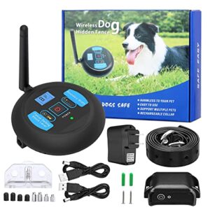 moclever wireless dog fence system electric dog fence automatic trigger pet shock containment boundary,adjustable range up to 722ft, ipx8 waterproof rechargeable collar for small medium large dogs