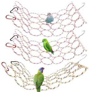 bnosdm 3 packs bird hemp rope net swing climbing rope net for birds parrot ladder macaw hanging hammock activity toy for rats parakeet cockatiel cockatoo conure african grey budgie