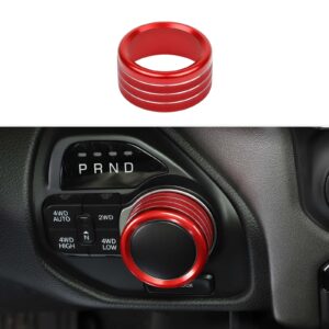 cherocar for dodge ram aluminum center console 4wd switch knob button cover for 2018-2023 dodge ram,red…