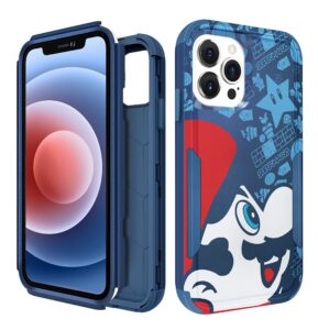 oqplog for iphone 13 pro max 6.7” heavy duty phone case for girls kids women boys cute anime cartoon hard triple layers cover full body rugged military grade shockproof cases for apple 13 promax maro