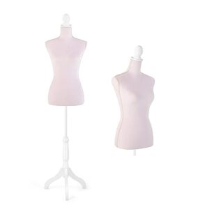 drdingrui female mannequin body, pinnable dress form with tripod base for dress jewelry display